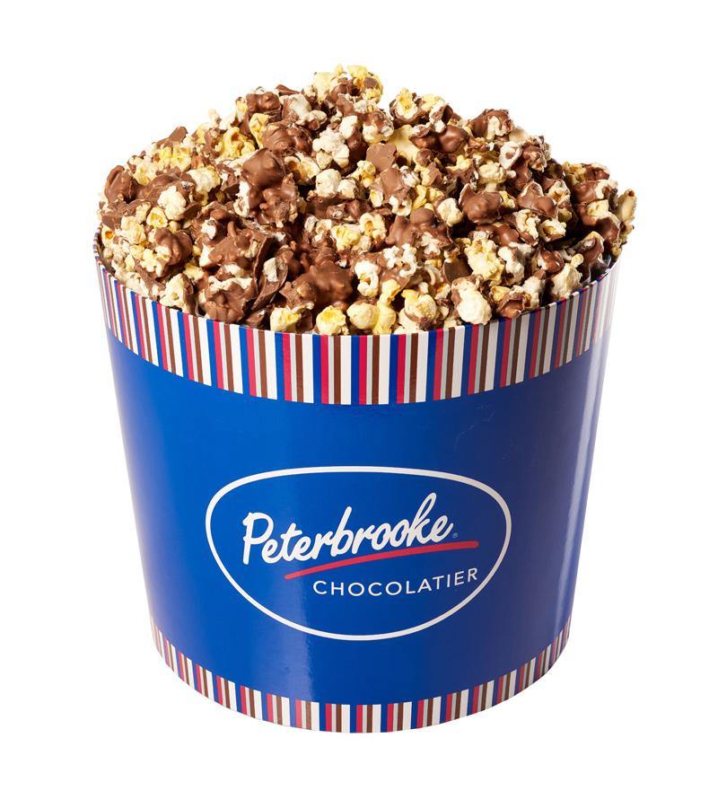 Milk Chocolate Covered Popcorn | Classic Peterbrooke Blue Tin
